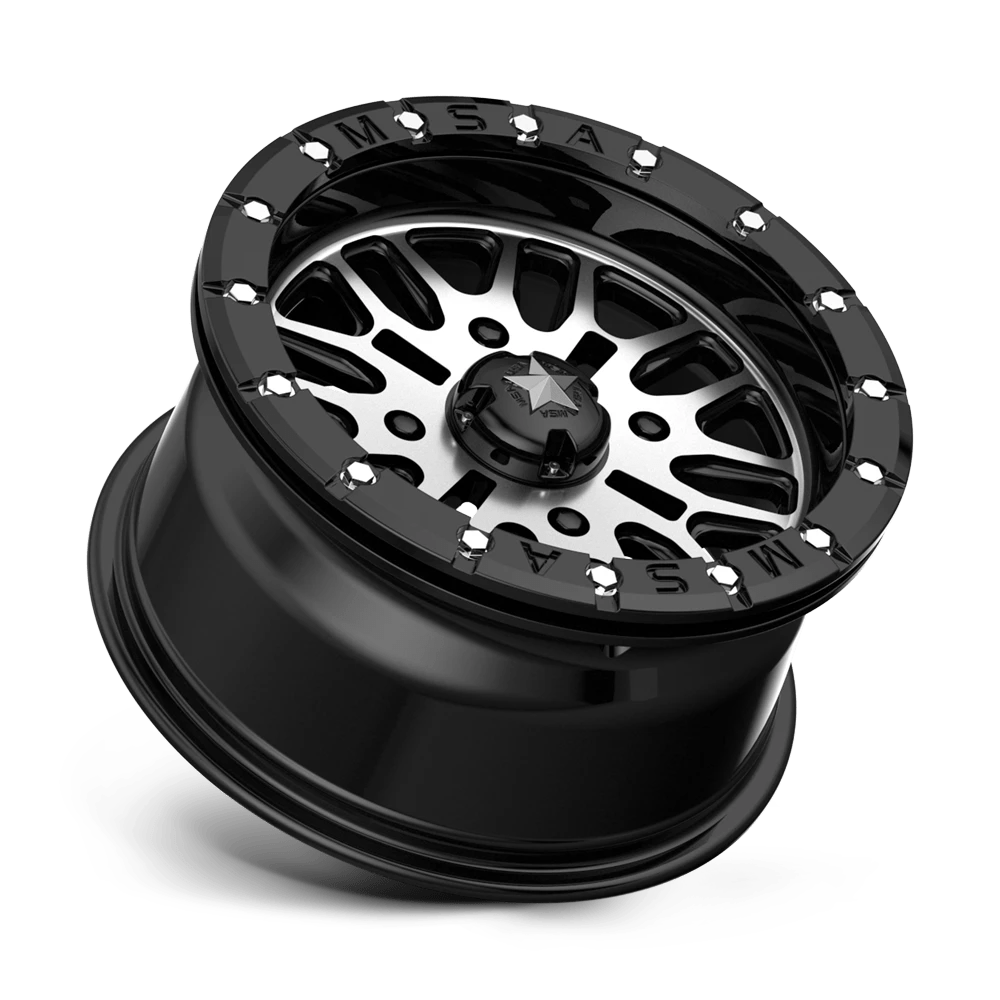 MSA Offroad Wheels M37 BRUTE BEADLOCK - 14X7 +10 Gloss Black Machined ...